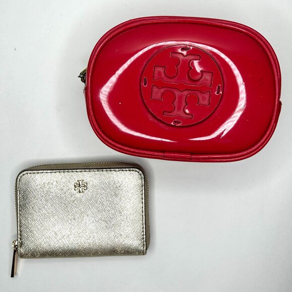 Tory Burch | Bags | Tory Burch Coin Purse In Gold And Small Makeup Bag ...